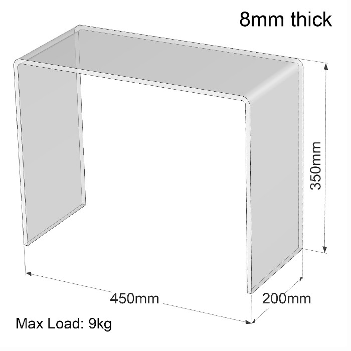 8mm-thick-45cm-20cm-35cm, Max Load 9kg Acrylic Display Shelf- Clear ...